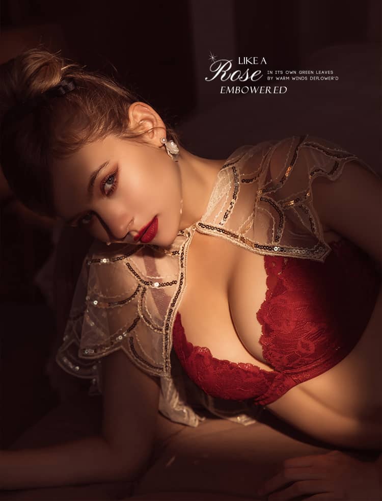Exotic-爆乳低脊心V溝玫瑰霓光蕾絲內衣組(可機洗) - dp內衣 貼心為妳｜DEPIC品牌訂製 穿出妳的自信